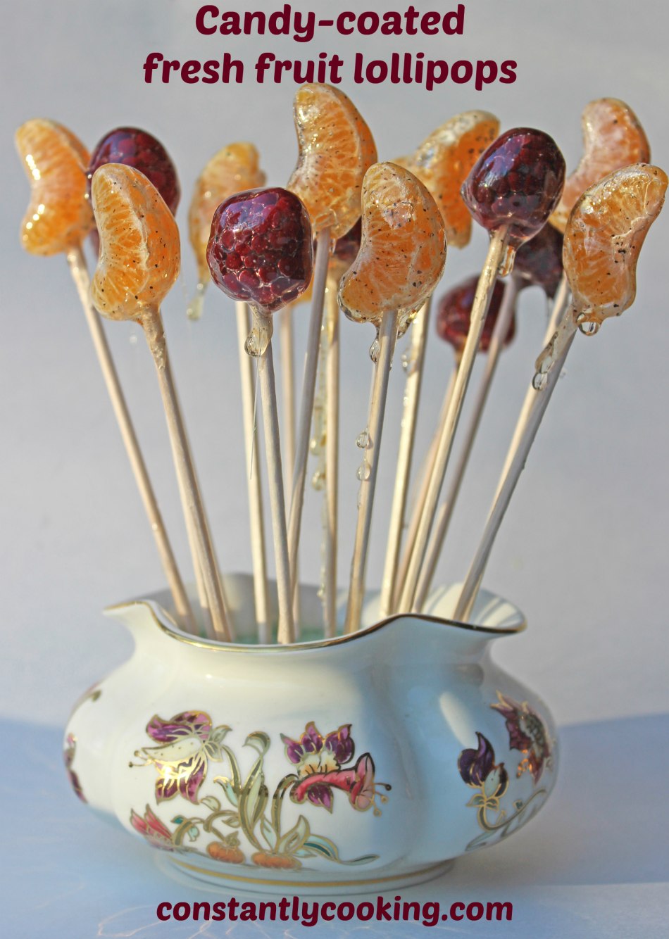 Candy-coated fresh fruit lollipops – Constantly Cooking with Paula Roy